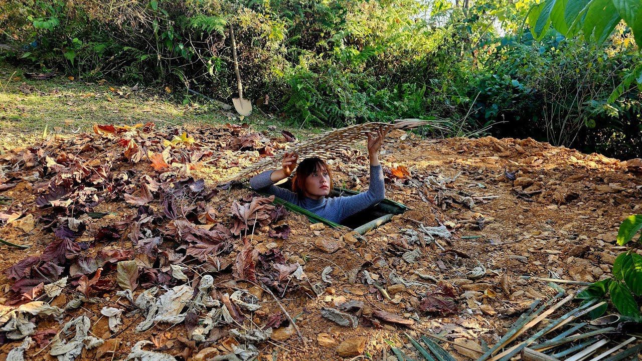 Build a warm underground shelter to survive alone in the rainforest ...