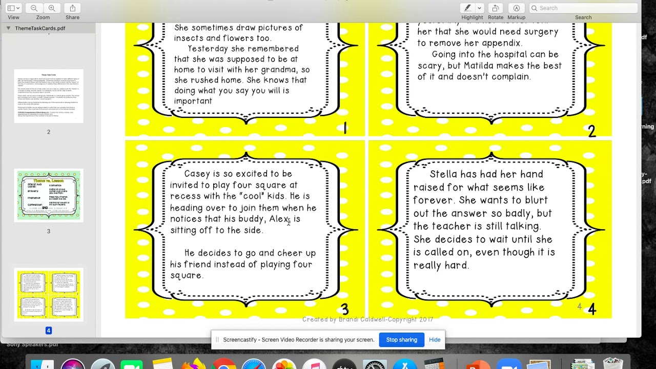 Theme vs. Lesson Practice Task Cards - YouTube