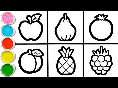 🍏🍑🍐 Birlikte Çizelim, Boyayalım ve Öğrenelim: 8 Tatlı Meyve 🖍️ Çocuklar için Sanat Köşesi #438