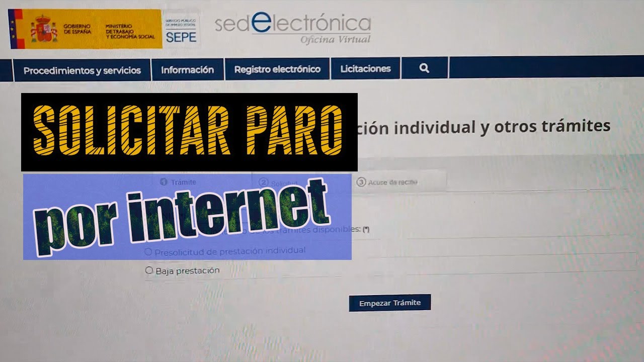 TUTORIAL Solicitud reanudacion o inicio prestacion por desempleo PARO por INTERNET - YouTube