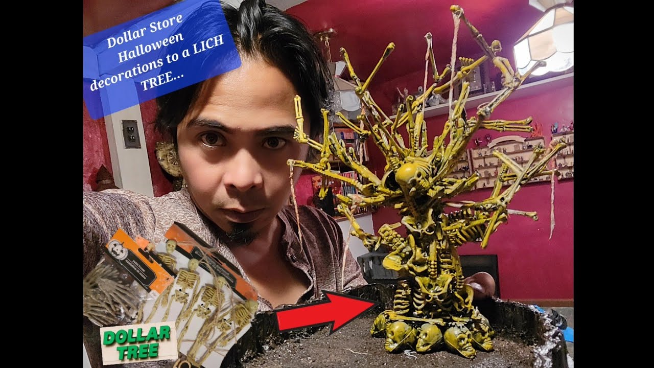 DIY-make DOLLAR STORE Halloween decorations to a D&D LICH TREE! (D&D ...