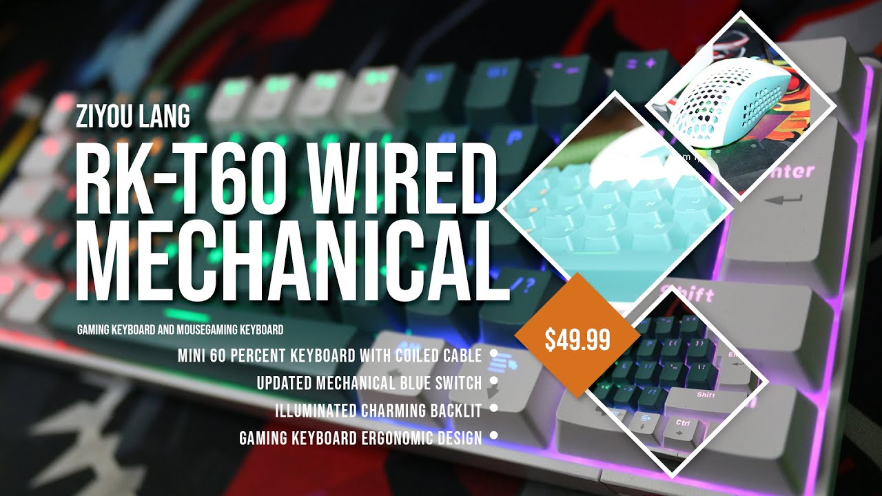 ZIYOU LANG T60 Pro Blue Switch Mechanical Keyboard and Mouse (6400 Dpi ...