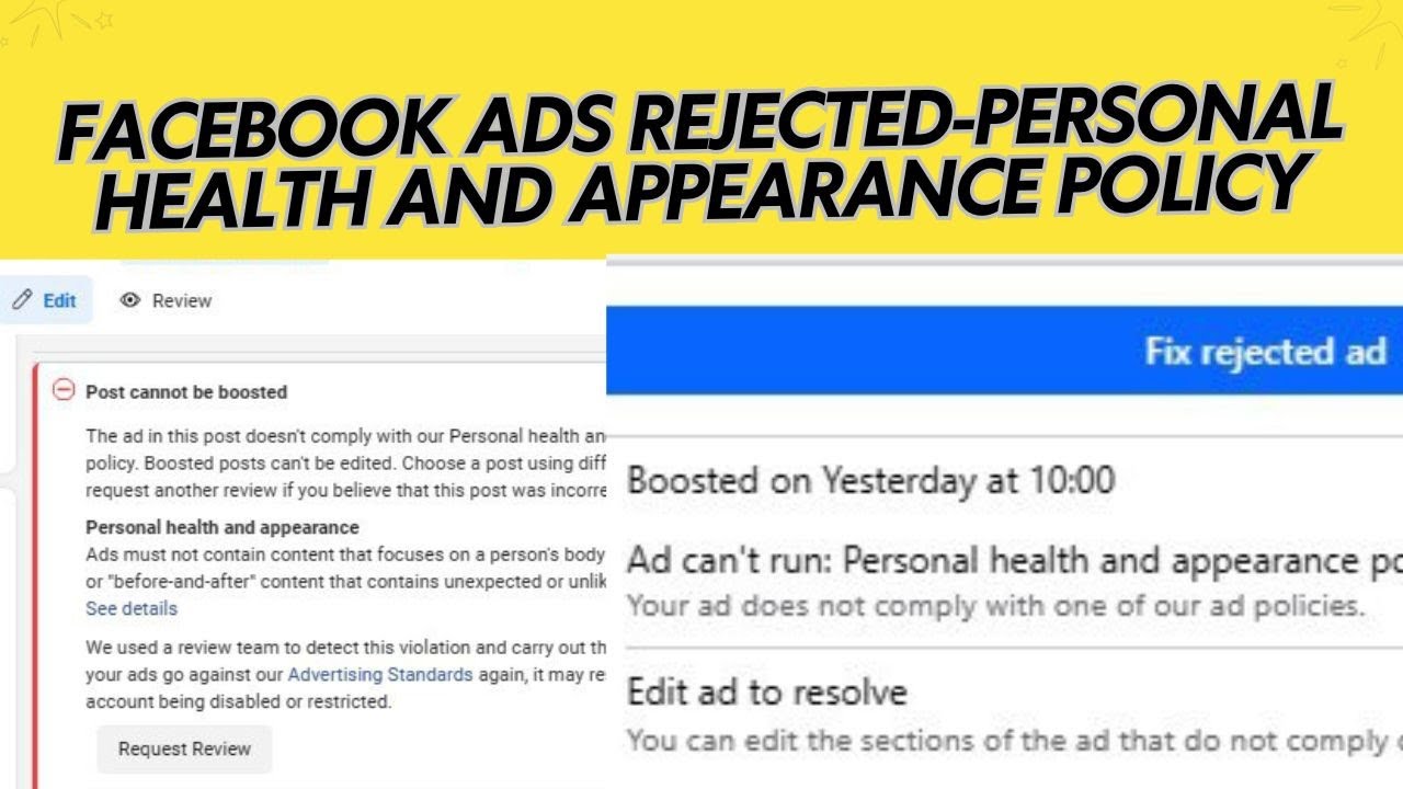 Facebook ads rejected | Personal health policy problem solved - YouTube