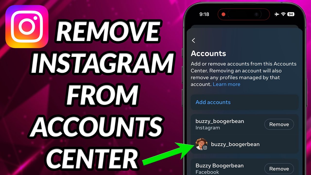 How To Remove Instagram Account From Account Center - YouTube