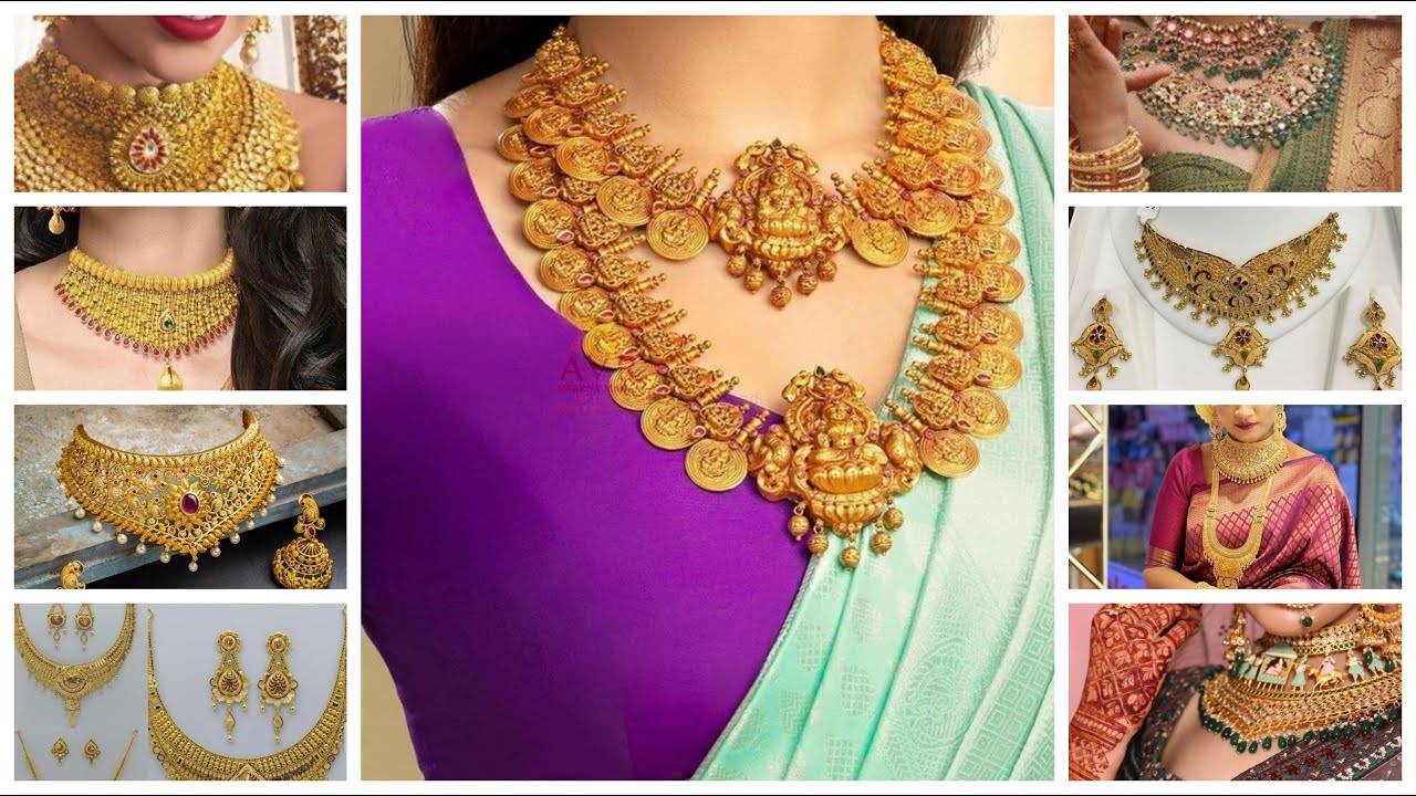 Latest Choker Necklace Earring Design set, Gold Choker, Choker Necklace ...
