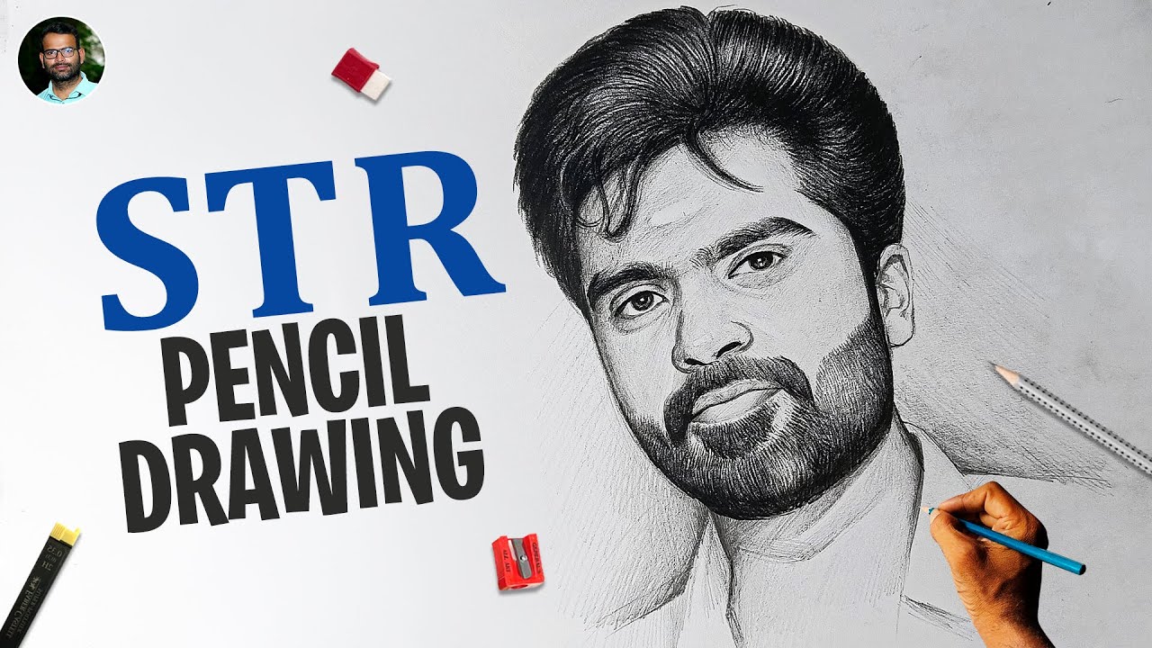 Simbu Pencil Drawing | How To Draw | VTK | STR | Live At Chennai - YouTube
