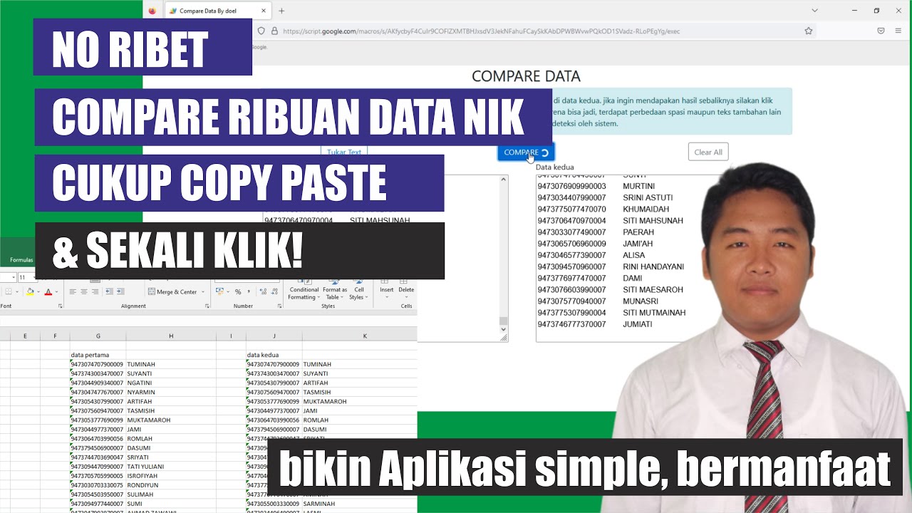 compare data NIK atau SP2D cukup dengan copy paste dan sekali klik ...