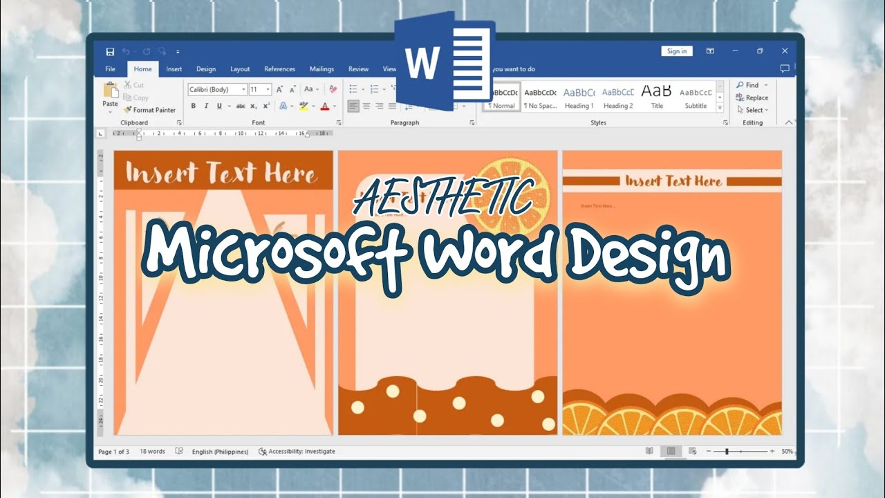 Aesthetic Orange Microsoft Word Template | Ms Word Design | Charlz Arts ...