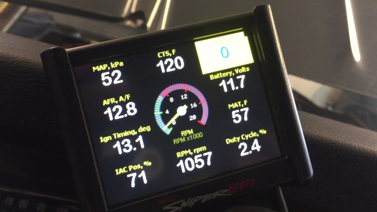 Holley Sniper - 2nd fire up with handheld display - YouTube