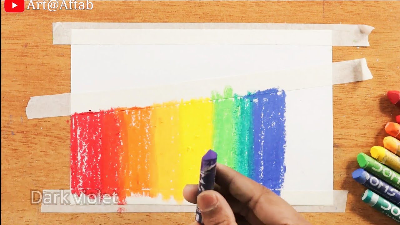Rainbow 🌈 Waterfall Drawing , easy oil pastel drawing for beginners ...