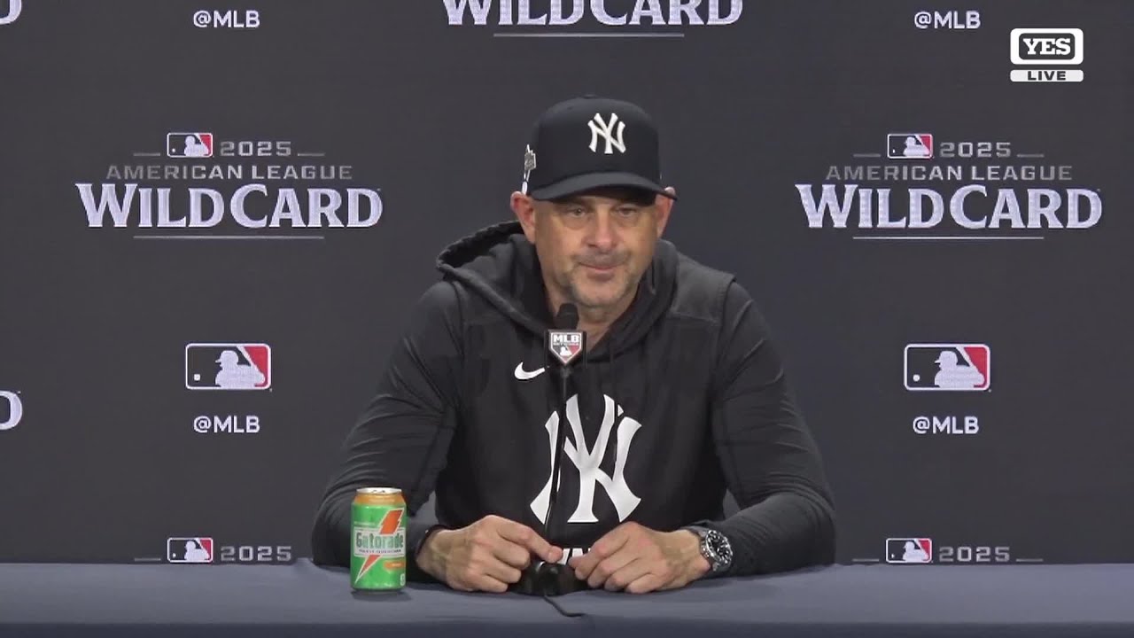 Aaron Boone speaks on Wild Card Workout Day - YouTube