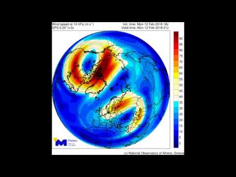 Polar vortex split Feb 2018 - YouTube