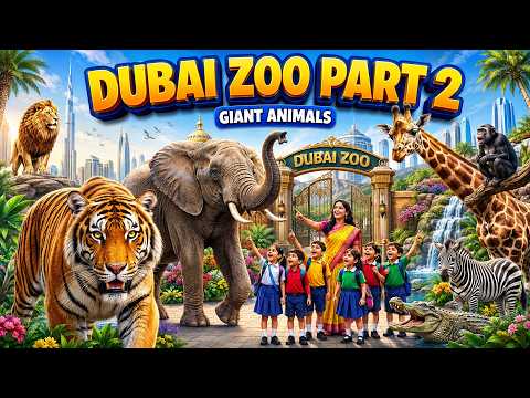 Dubai Zoo Safari Part 2 | Lion, Tiger, Elephant Animal Sounds for Kids