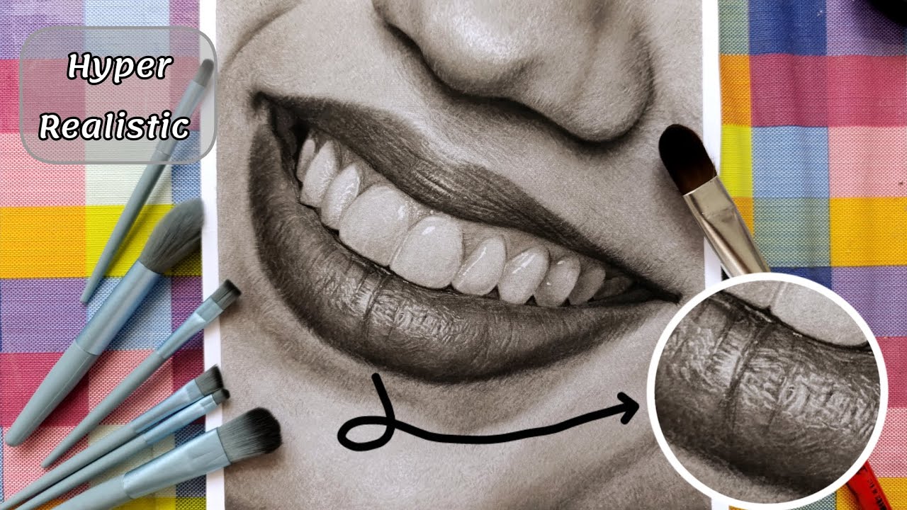 How to Draw Realistic Lips with Charcoal | Hyperrealistic Drawing ...