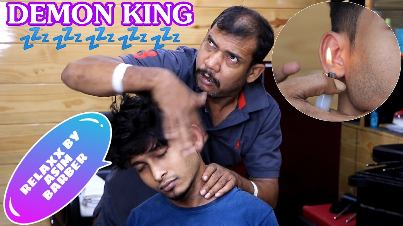 Asim Barber Upper Body Massage With🔥fire And Groot Ear Shoulder Head