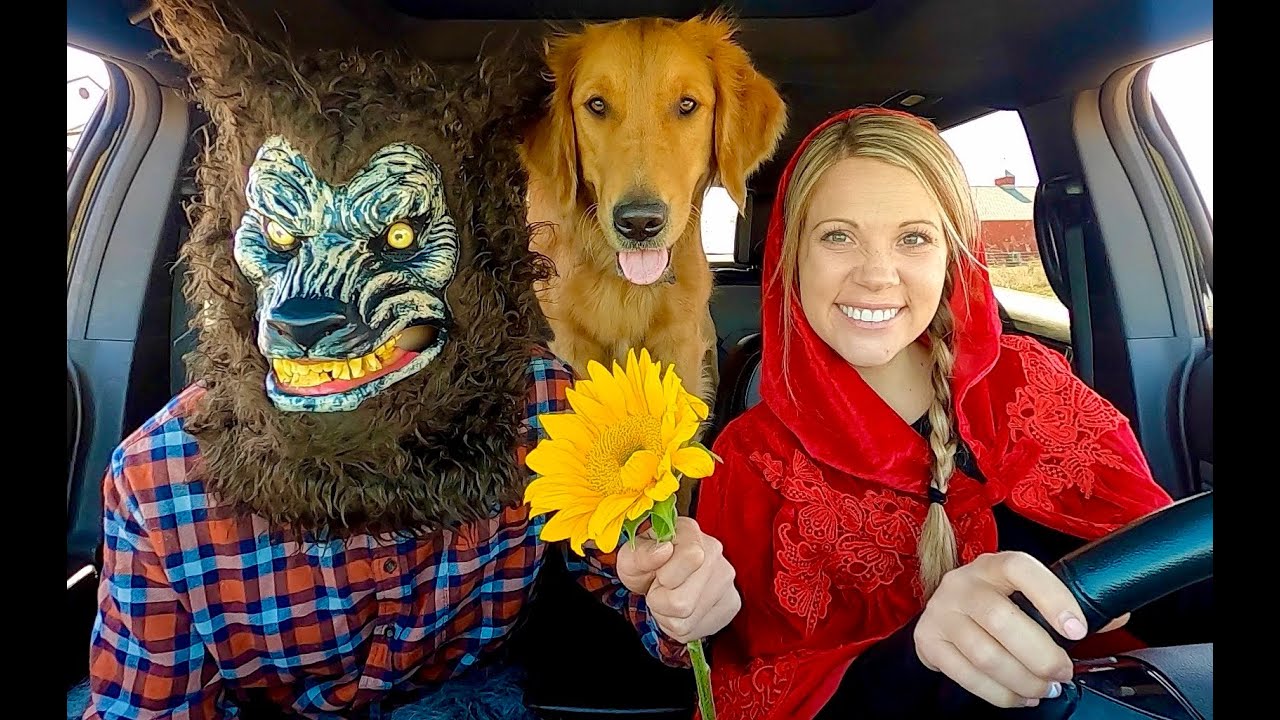 Wolf Surprises Little Red Riding Hood & Puppy with Car Ride Chase ...