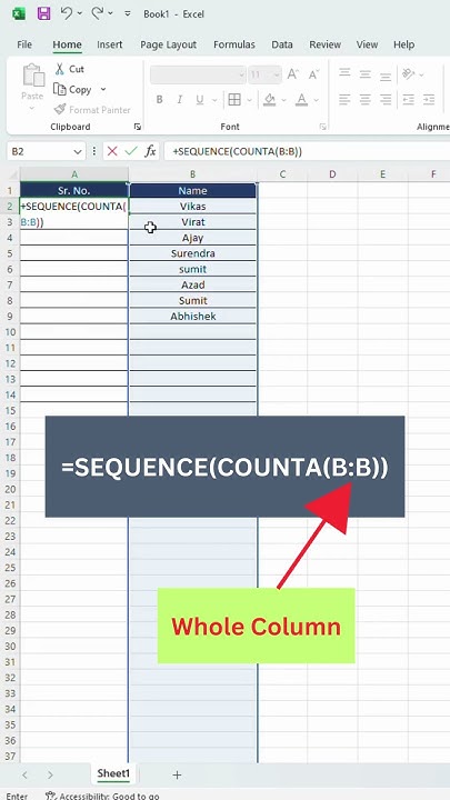 Auto Numbering in List| #corpoexcel, #excelfunction #exceltech #excel #excelformula - YouTube