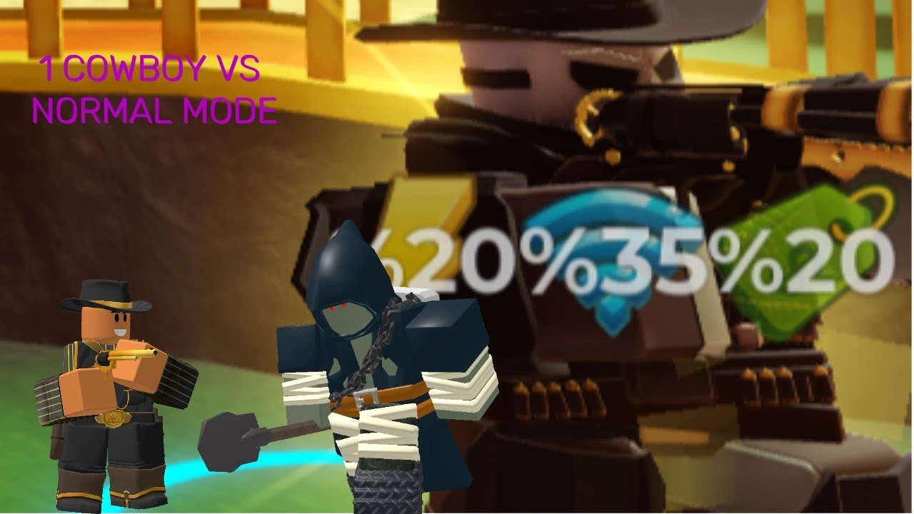 One cowboy vs normal mode I Roblox tds - YouTube