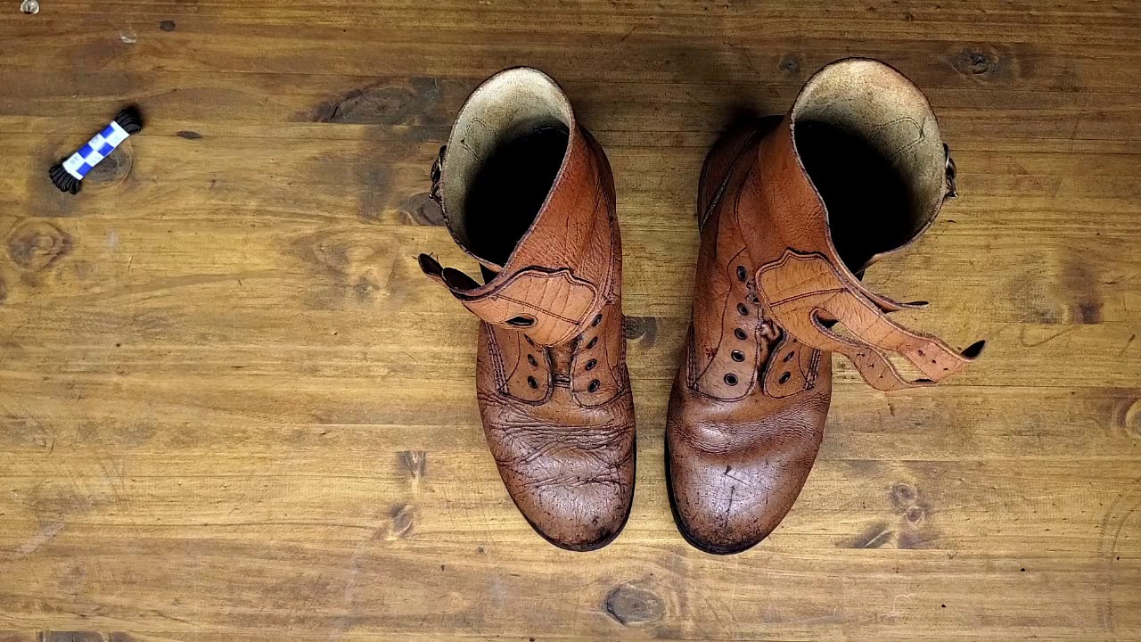 Time lapse of 20 year old leather farm boots being polished - YouTube