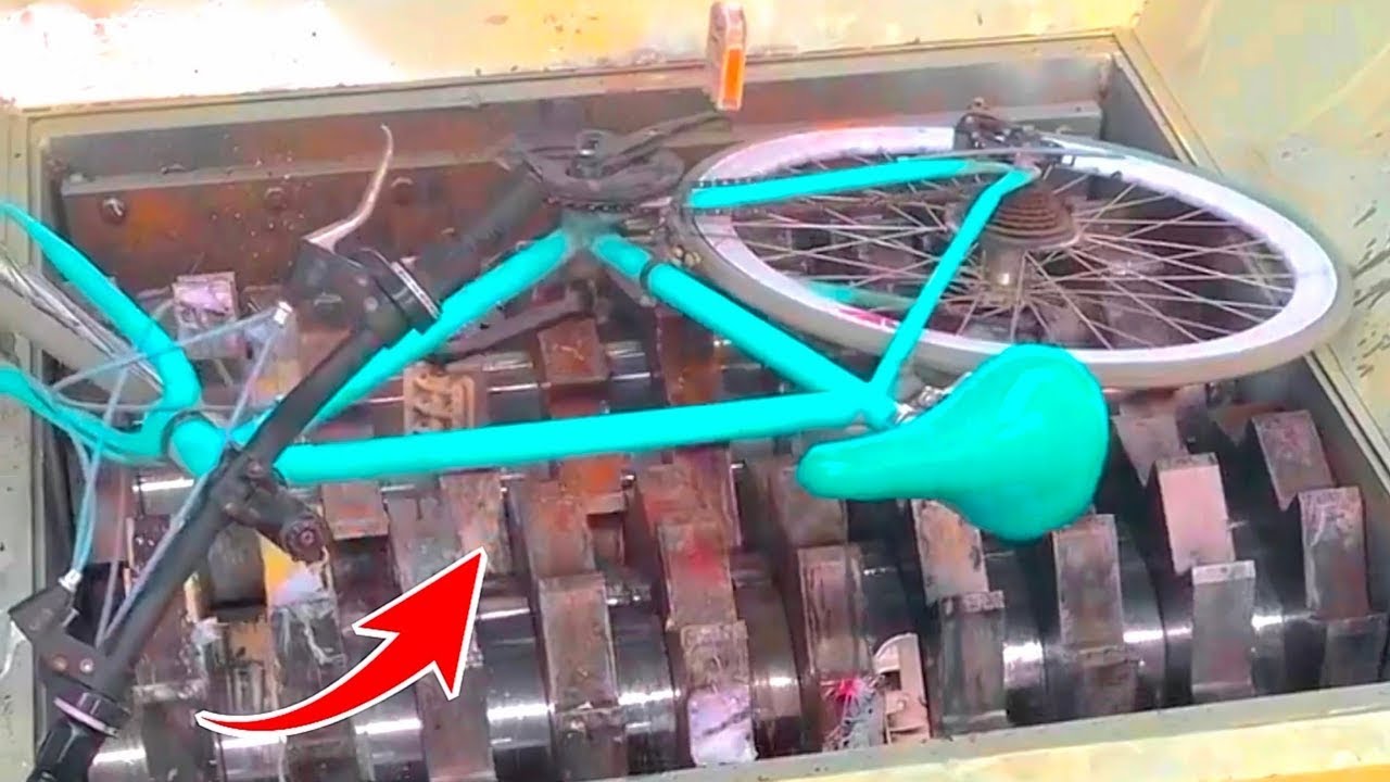 Bicycle vs Shredder Machine | All kind of metal scrap feeding moments ...