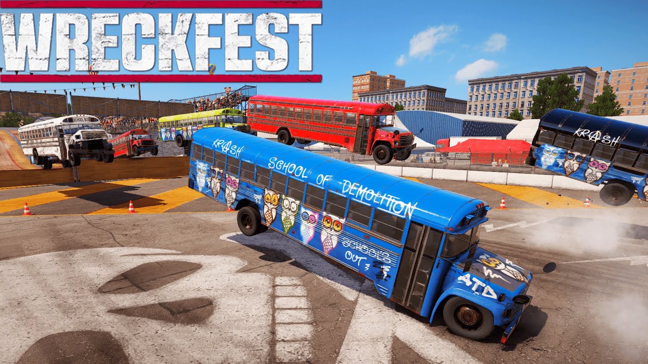 Buses in Game Wreckfest // Wreckfest Gameplay // Wreckfest School Bus ...