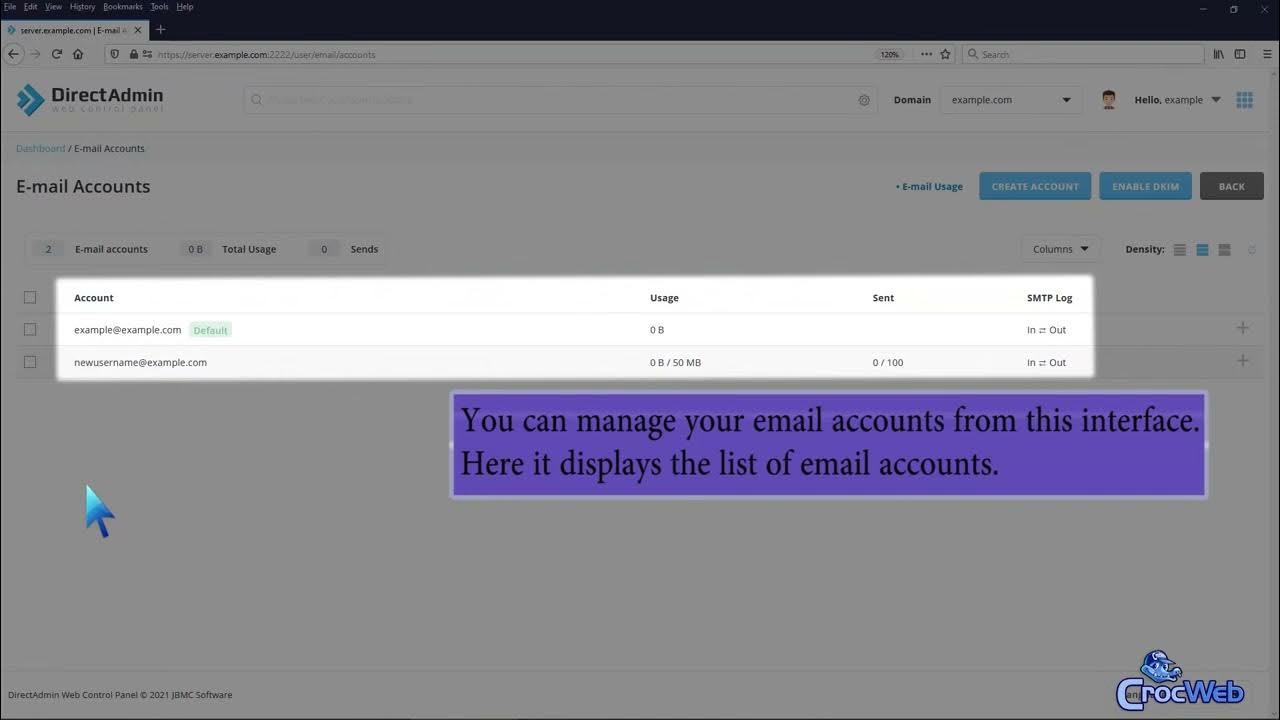 How to change the email sending limit in DirectAdmin - CrocWeb Cloud - YouTube