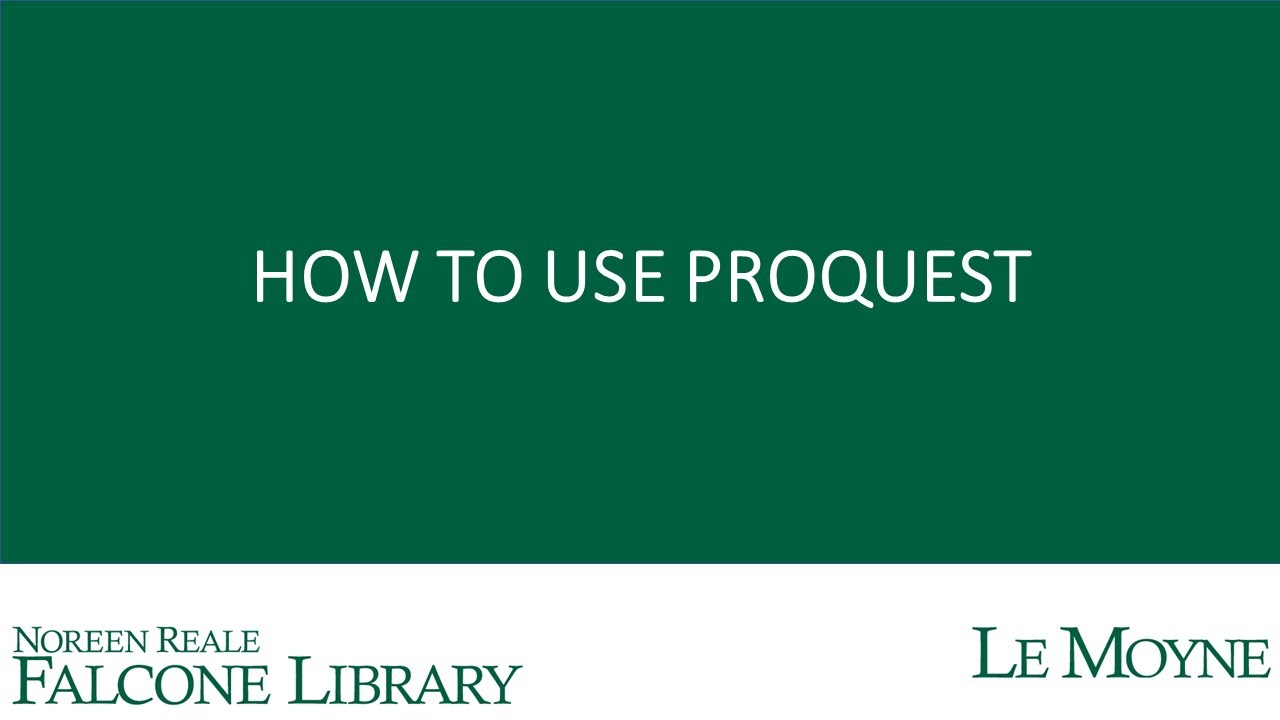 How to Use ProQuest - YouTube