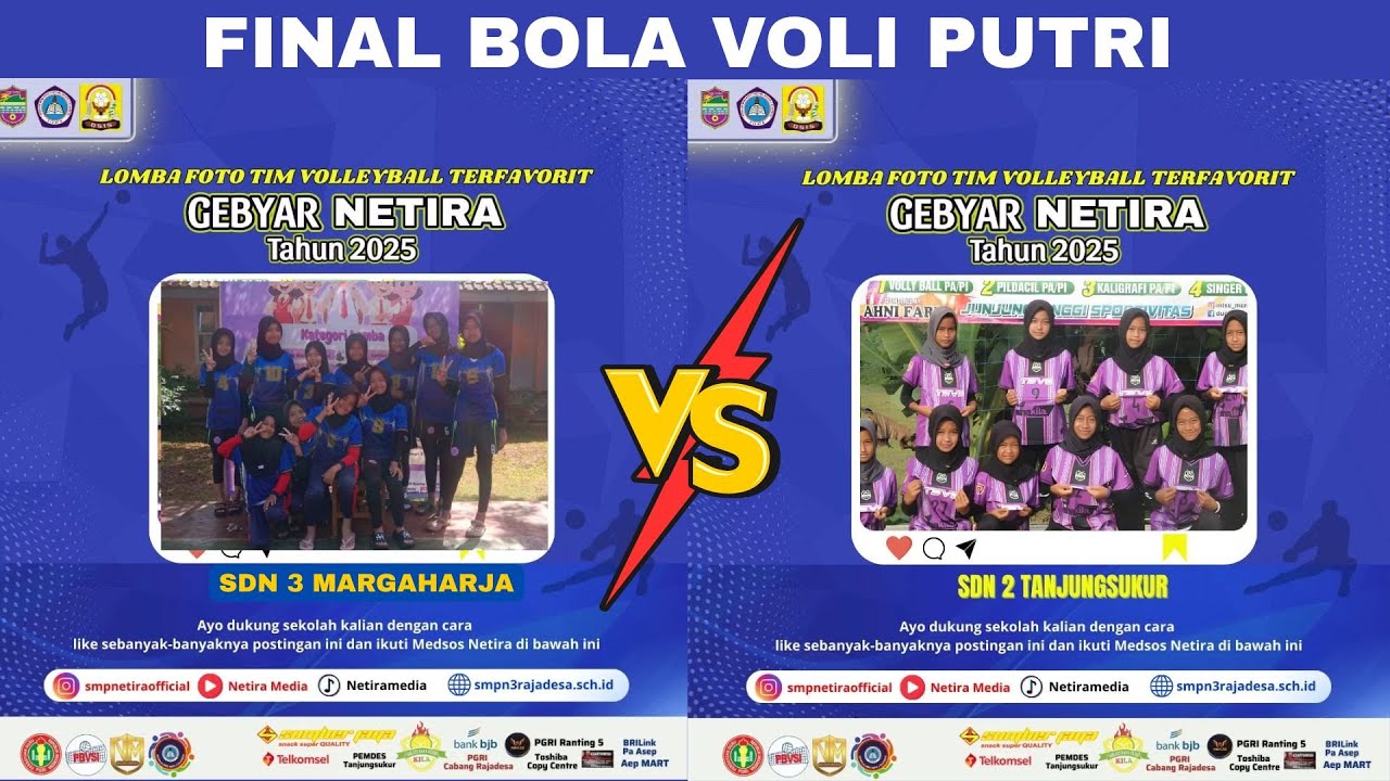 Gebyar Netira 2025 : Final Voli Pi : SDN 3 Margaharja VS SDN 2 ...