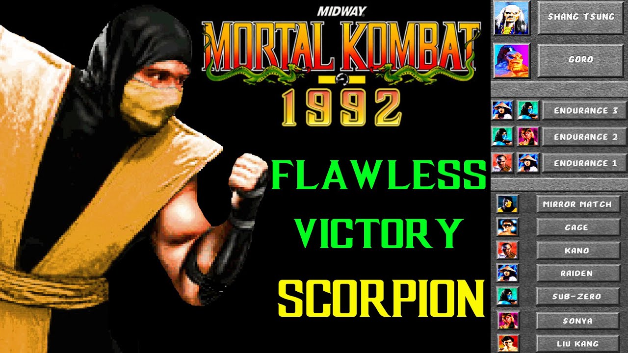 MORTAL KOMBAT 1 (1992 Arcade version) FULL GAME FLAWLESS VICTORY ...