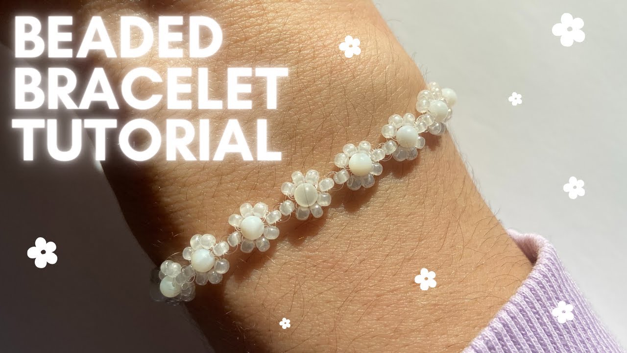 Beaded Flower Bracelet Tutorial, Easy DIY tutorial, Bridesmaids Gift ...