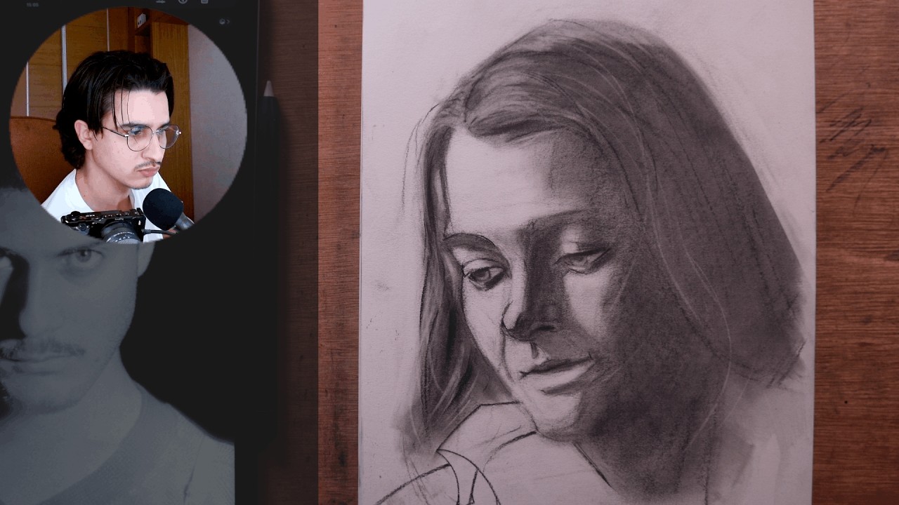 How to Draw Portraits: 2 Values Study (Drawing Live) –Day 44 - YouTube