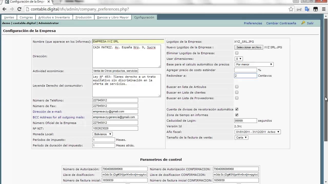 Software Contable Digital Configuración de la empresa - YouTube
