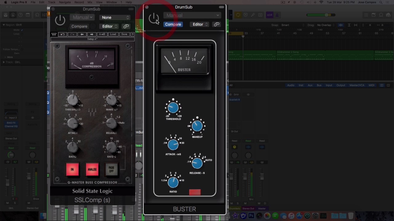 Waves SSL Bus Comp VS Analog Obsession Buster Bus Comp On Heavy Drums ...
