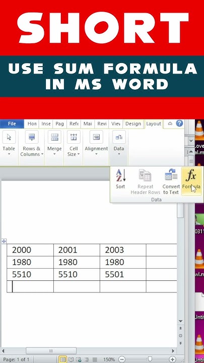How to Use SUM FORMULA in Word | Use FORMULAS in WORD | FORMULAE in ...