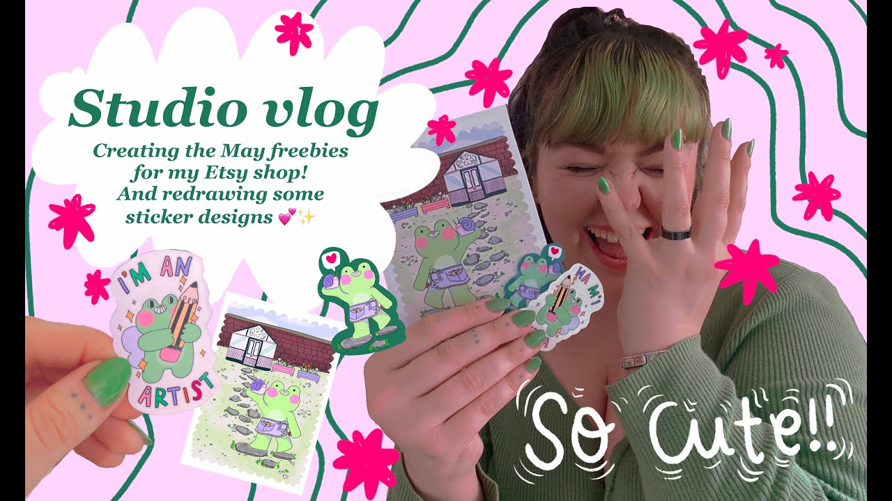 💖STUDIO VLOG💖 making my May Etsy freebies, busy small business studio ...