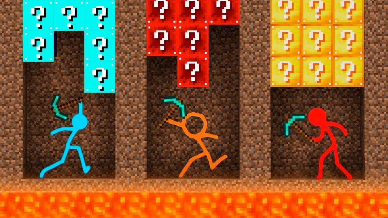Stickman vs Minecraft Cartoon / LUCKY BLOCKS BATTLE Stick man Animation ...