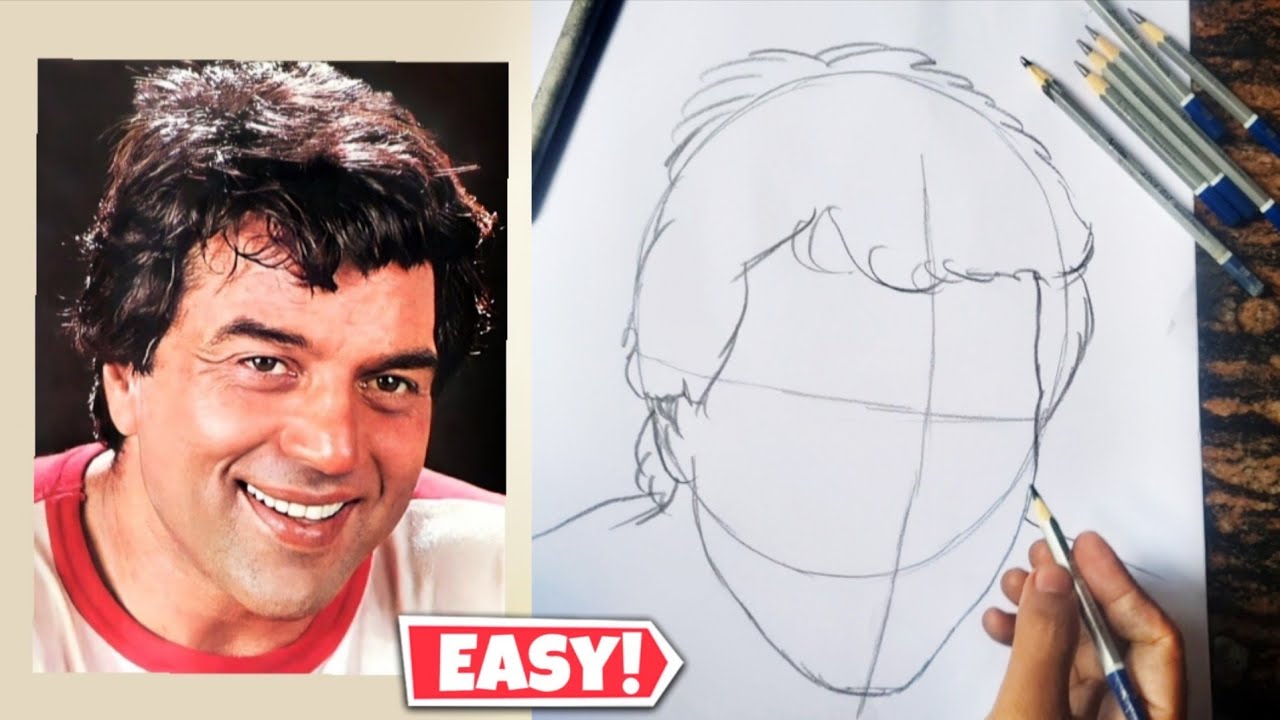 Dharmendra outline drawing #dharmendra - YouTube