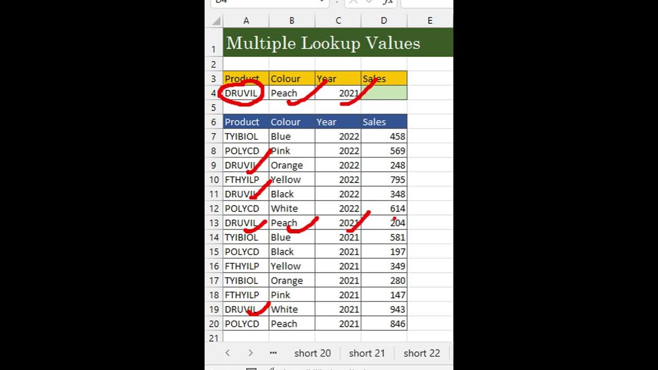 Trick Multiple Value Lookup in Excel#exceltricks #exceltips - YouTube