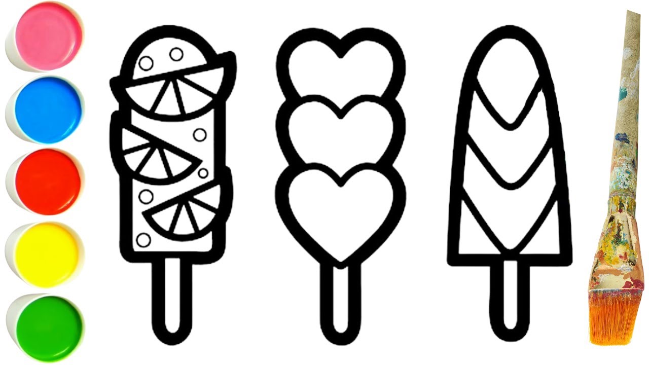 Draw Heart Icecream Painting, Coloring for Kids & Toddlers | Ice Cream ...