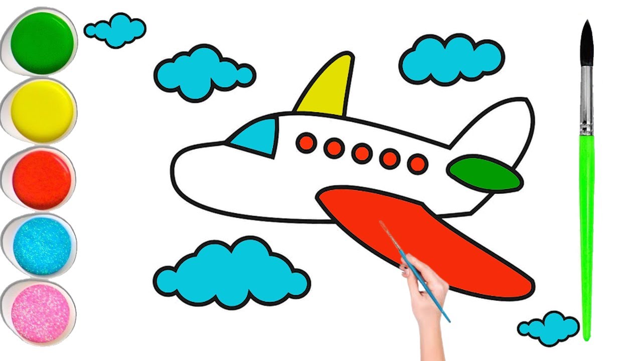 Air Plane Drawing step by step for Kids | How To Draw Easy Air Plane ...
