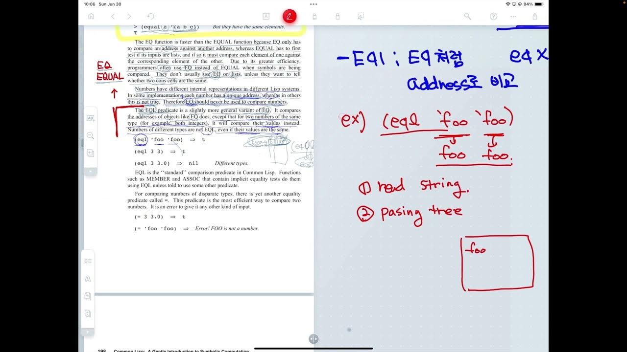 back to the basic-lisp chapter 6.13 equal - YouTube