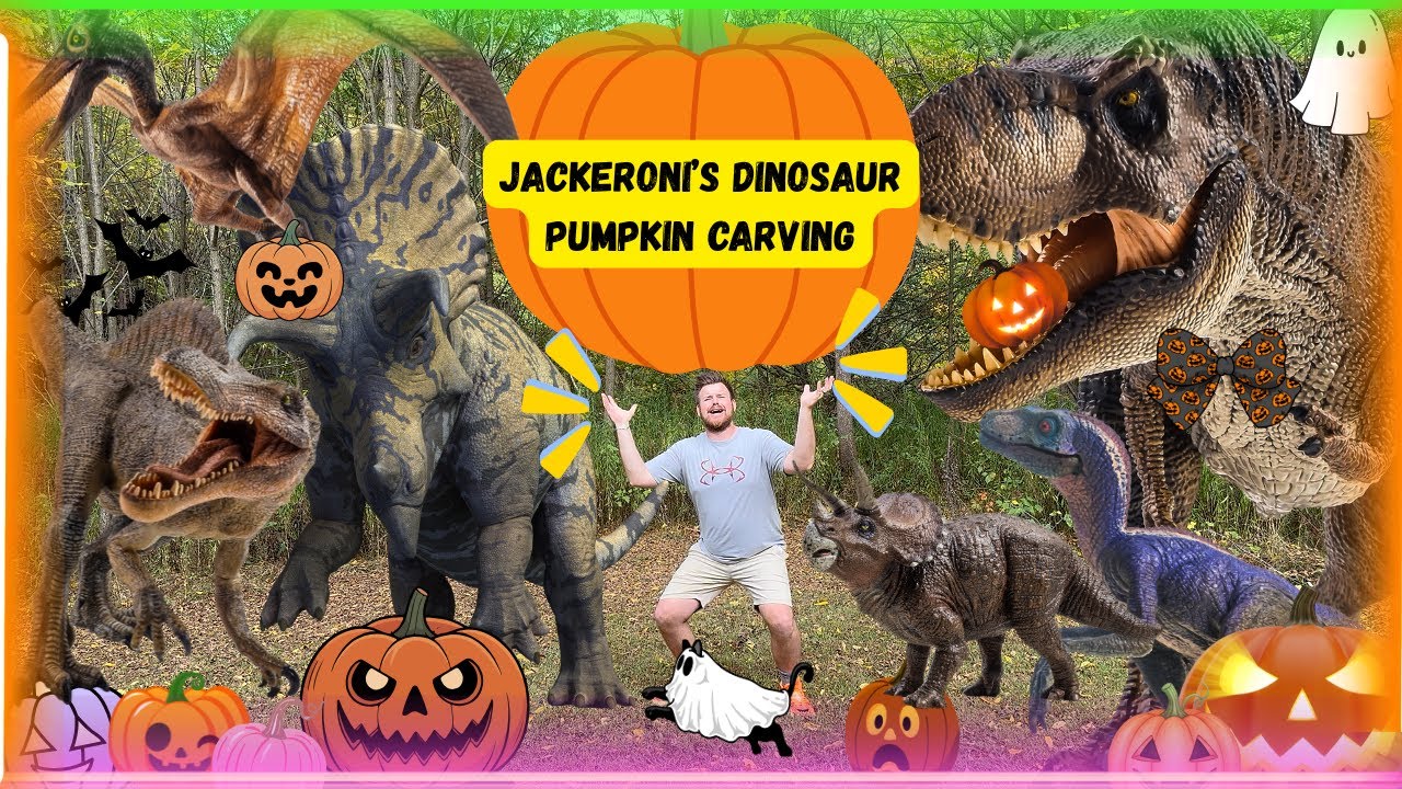 Jackeroni's Dinosaur's carve pumpkins! Fun for kids! #youtubekids # ...