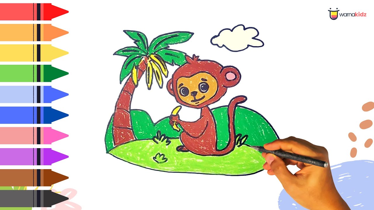 Menggambar dan Mewarnai Monyet | How to Draw and Coloring Monkey For ...