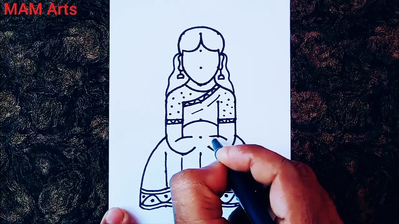 How to draw a Sitting Girl from dots very easy // Girl drawing // Dots ...