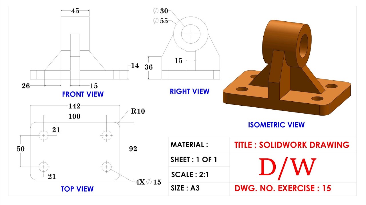 Solidwork Tutorial For Beginners - Exercise 15 - YouTube