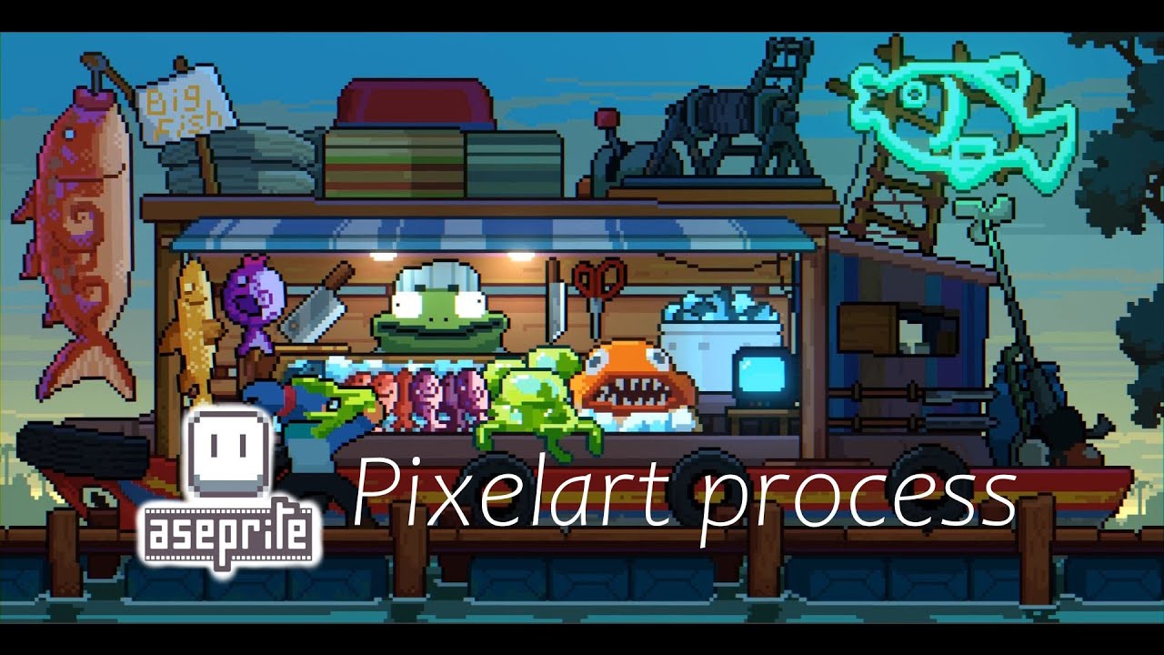 Fish store | Aseprite Pixelart Speed Paint [039] - YouTube