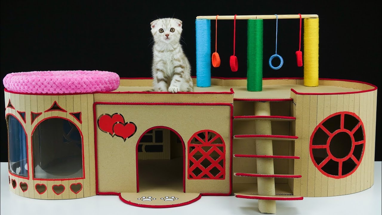 How to Build a Wonderful English House for Little Kitten - YouTube