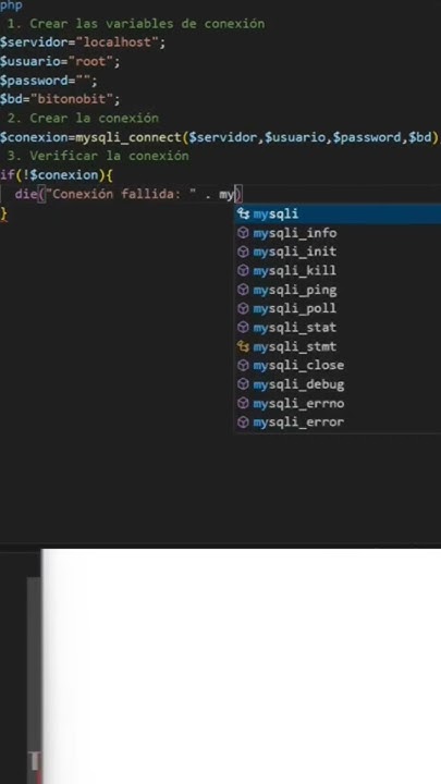 Verificar la conexión a la base de datos con php #desarrolloweb #php #mysql #bd - YouTube