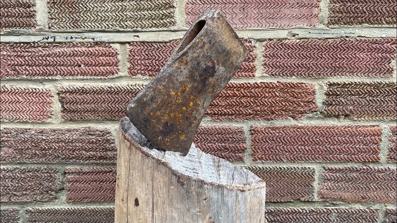 84 year old rusty axe head restoration - YouTube