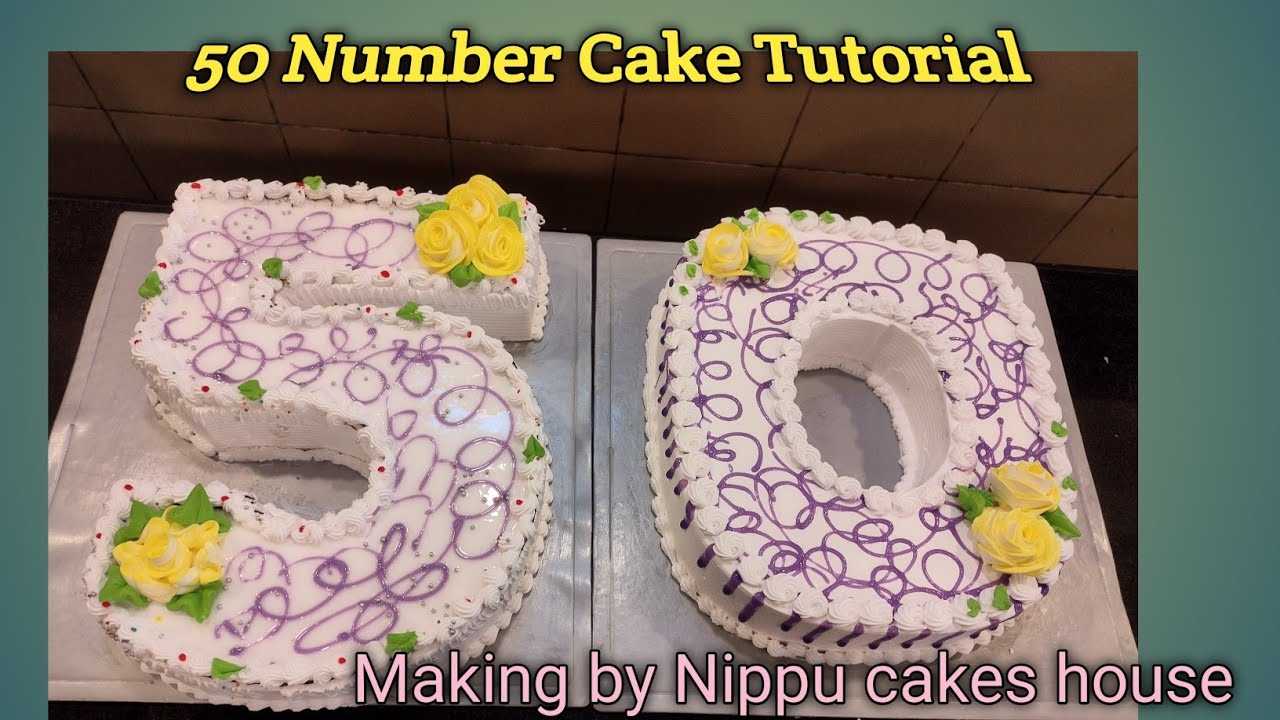 How To Make 50th Number Cakes || 50th Number Cutting Shape Cake || 50th ...